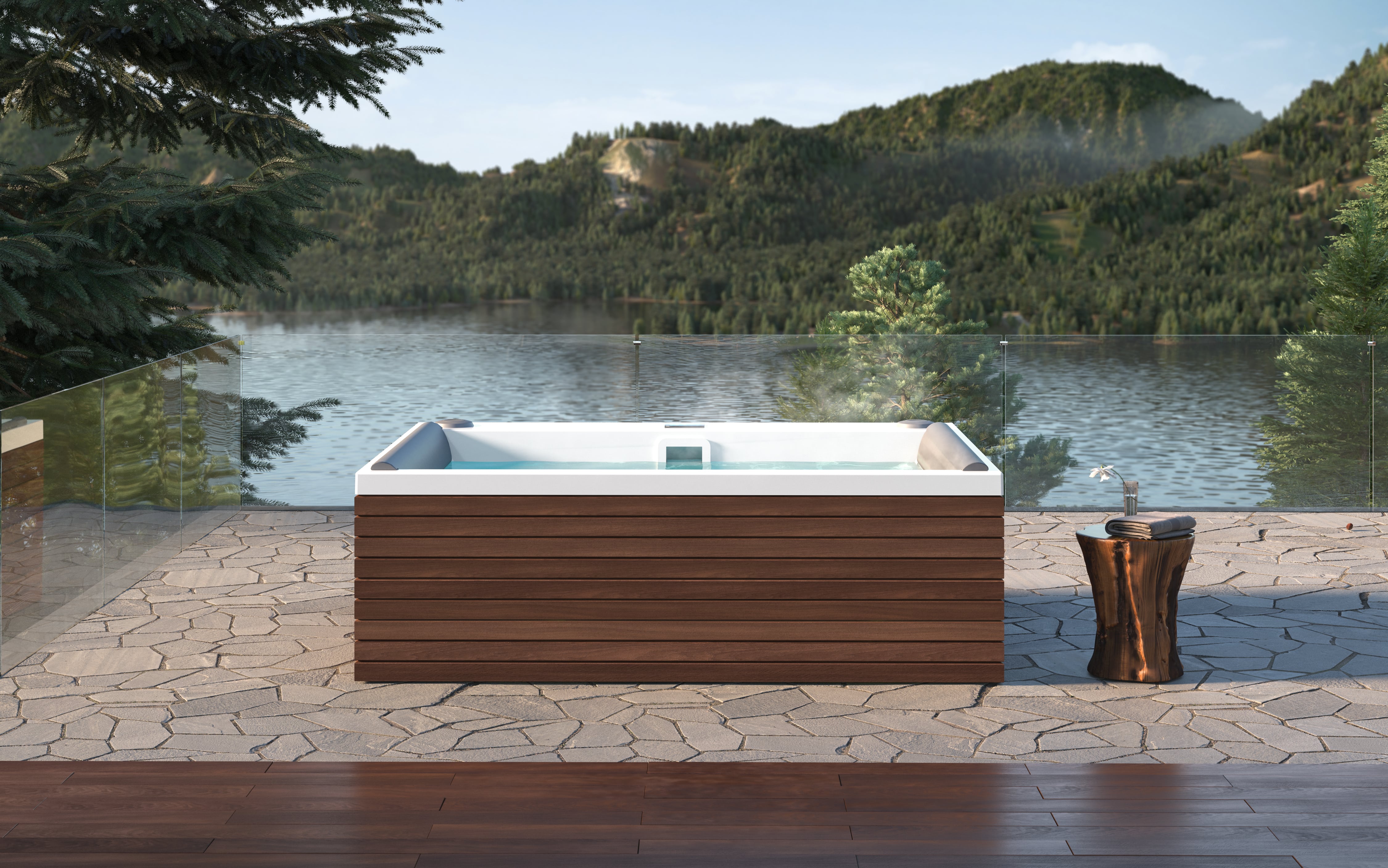 Aquatica Downtown Spa With Thermory Wooden Siding